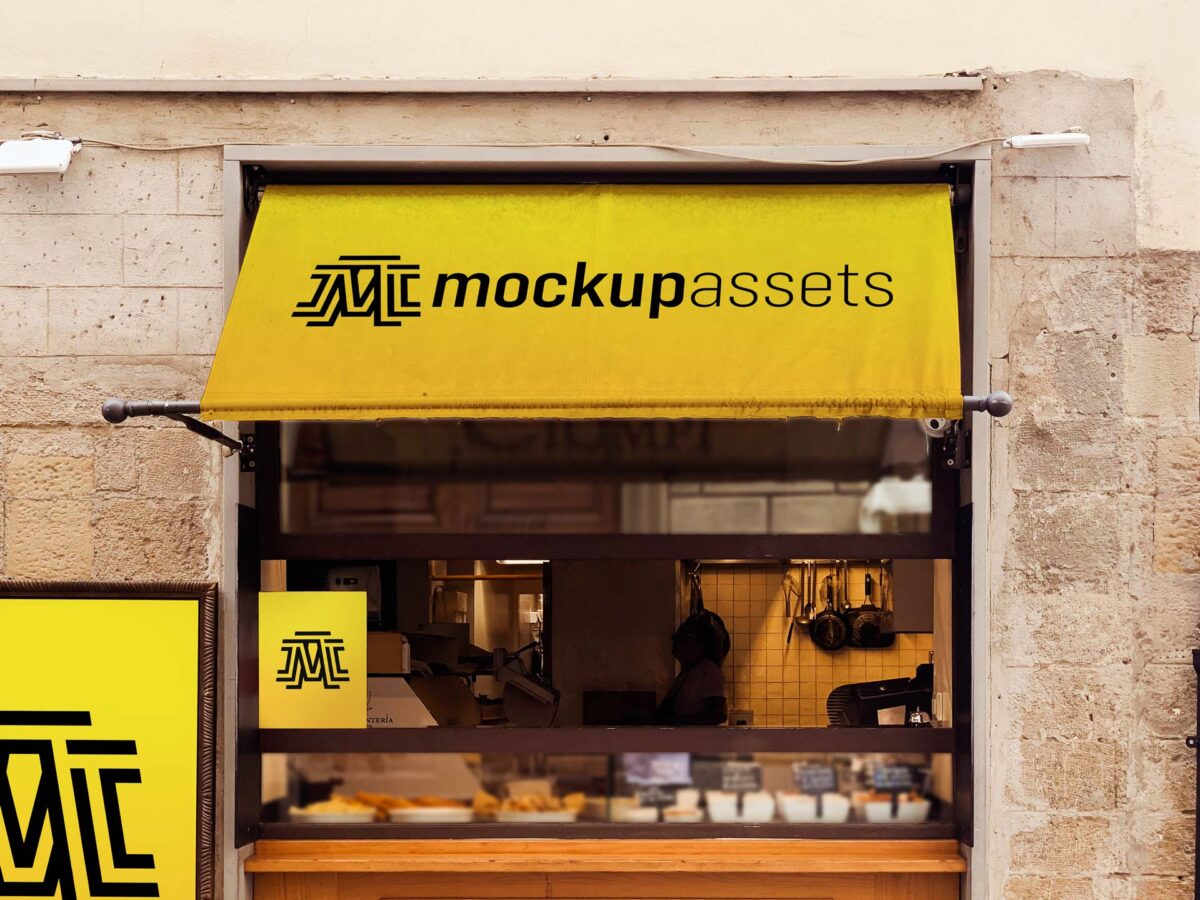 Fast Food Awning and Posters Mockup » Design a Lot
